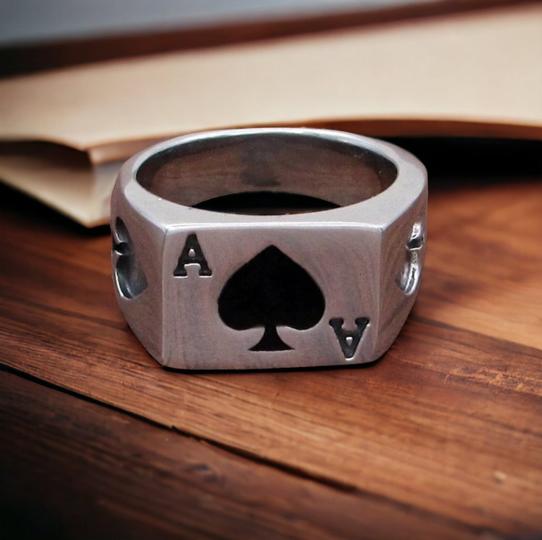Ace of Spades Ring/ Spade Ring/ Poker Ring/ Lucky Ring/ Stainless Steel ...