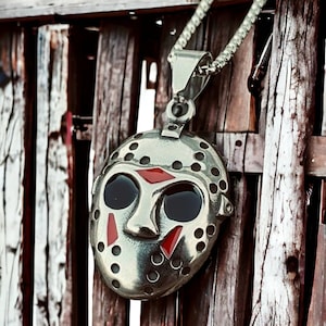 Jason Mask Necklace/ Hockey Mask Pendant/ Punk Necklace/ Friday the ...