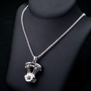 Engine Pendant Necklace/ Motorcycle Club Necklace/ Biker Necklace ...