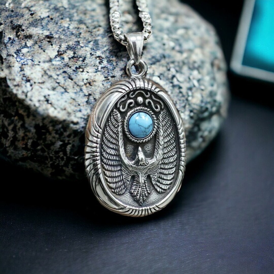 Turquoise Eagle Pendant Necklace/ Turquoise Pendant Necklace/ Native ...