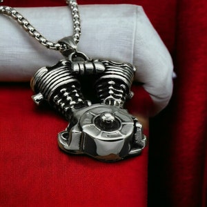 Engine Pendant Necklace/ Motorcycle Club Necklace/ Biker Necklace ...