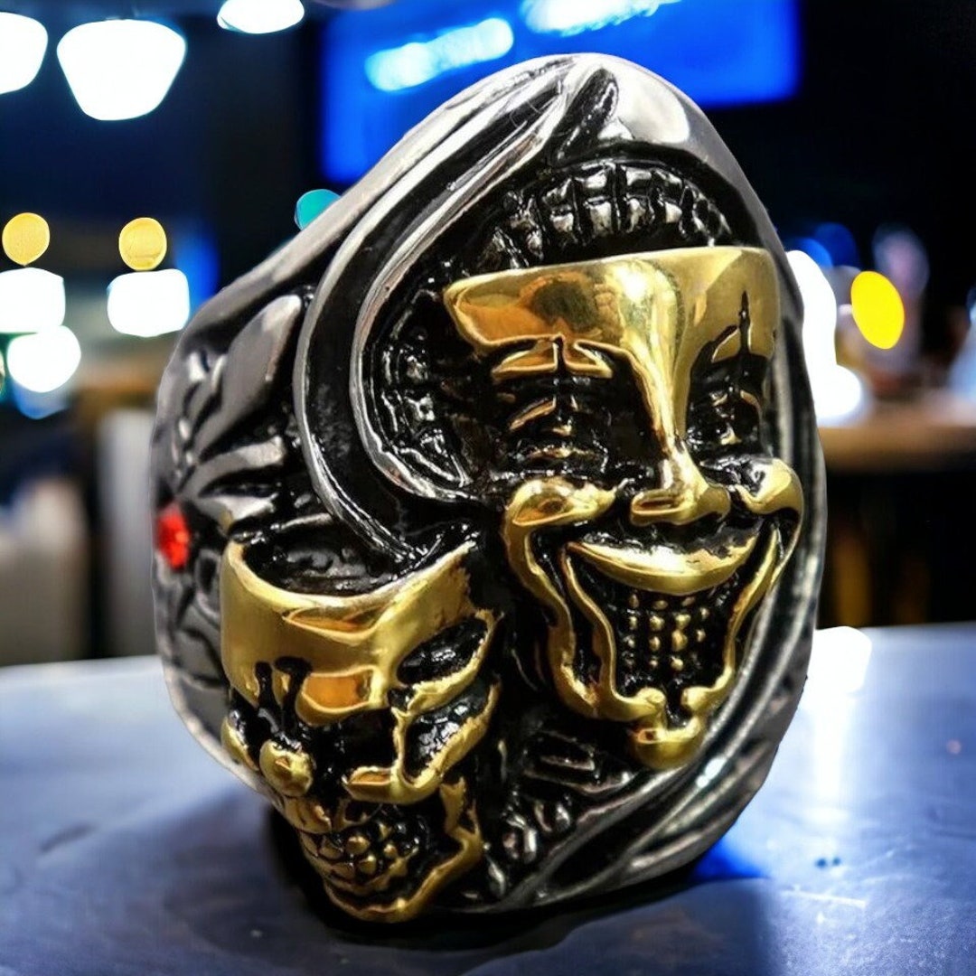 Clown Ring/ Evil Jester Ring/ Skull Ring/ Gothic Skull Ring/ Gothic ...