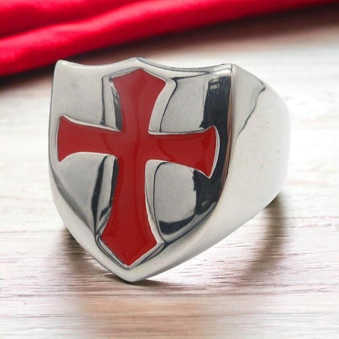 Knights Templar Ring/ Shield Ring/ Stainless Steel Ring/ Templar Cross ...