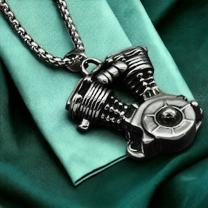 Engine Pendant Necklace/ Motorcycle Club Necklace/ Biker Necklace ...