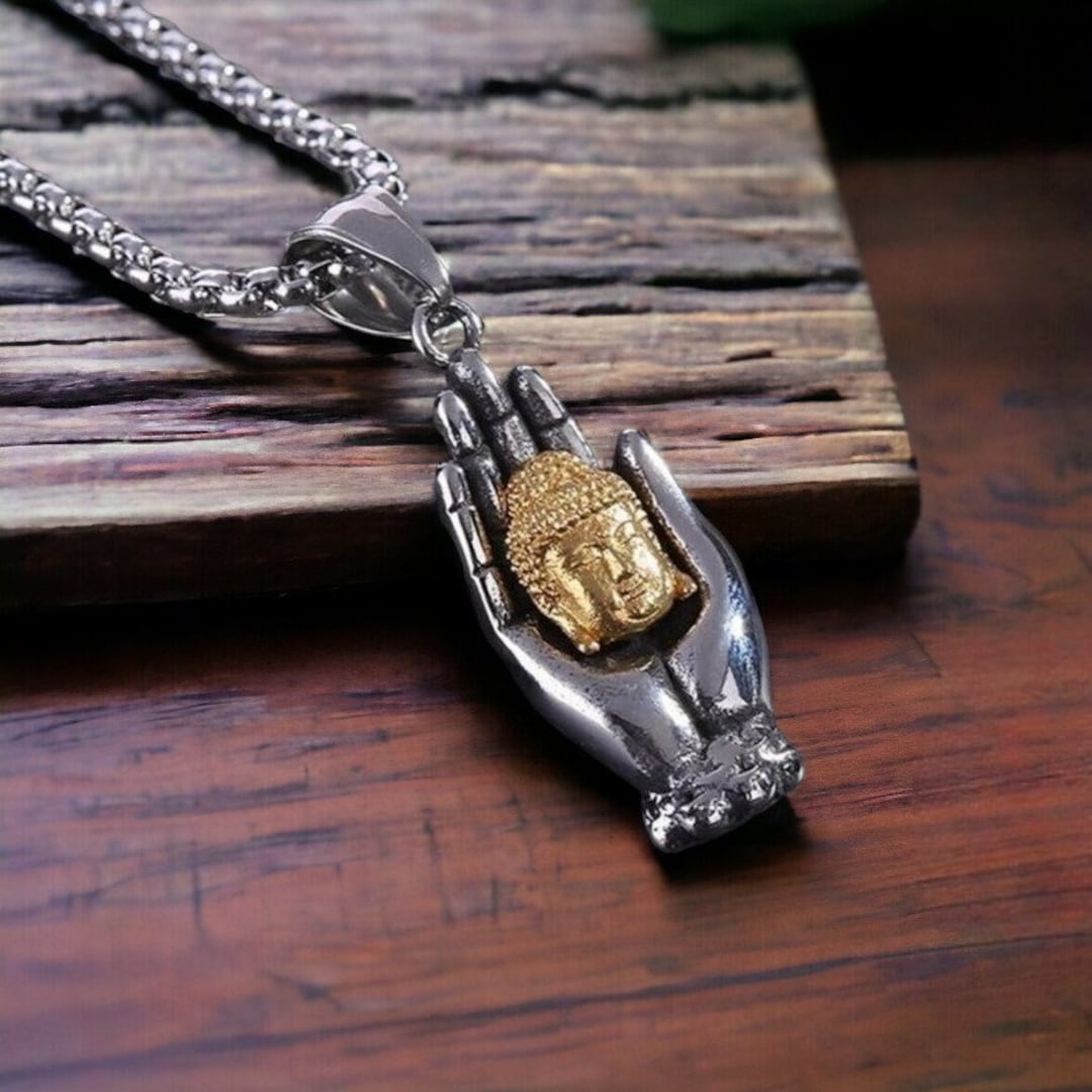Thai Buddha Necklace/ Buddha Head Pendant/ Buddhist Necklace/ Gold ...