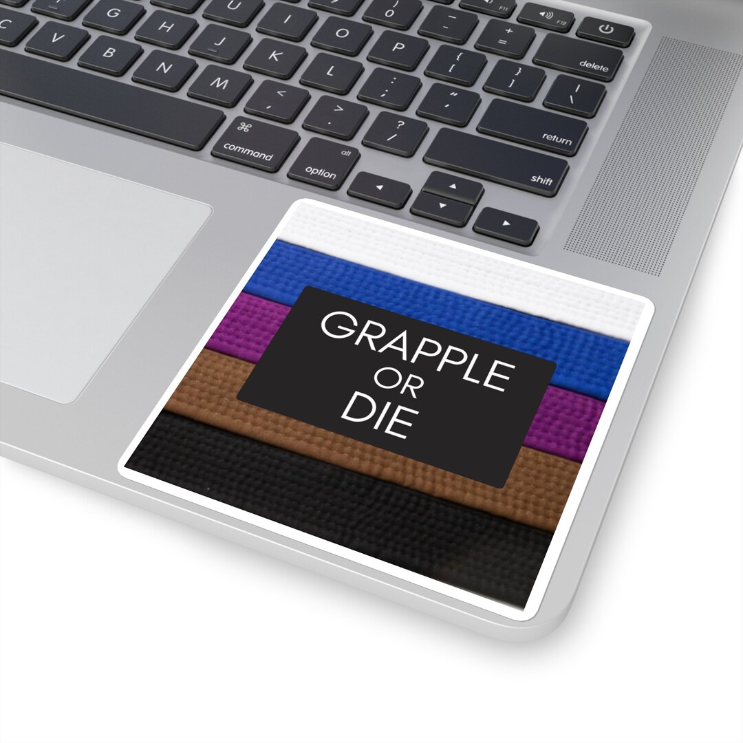 Jiu Jitsu Belt Square Sticker - Grapple or Die Motivational Quote ...