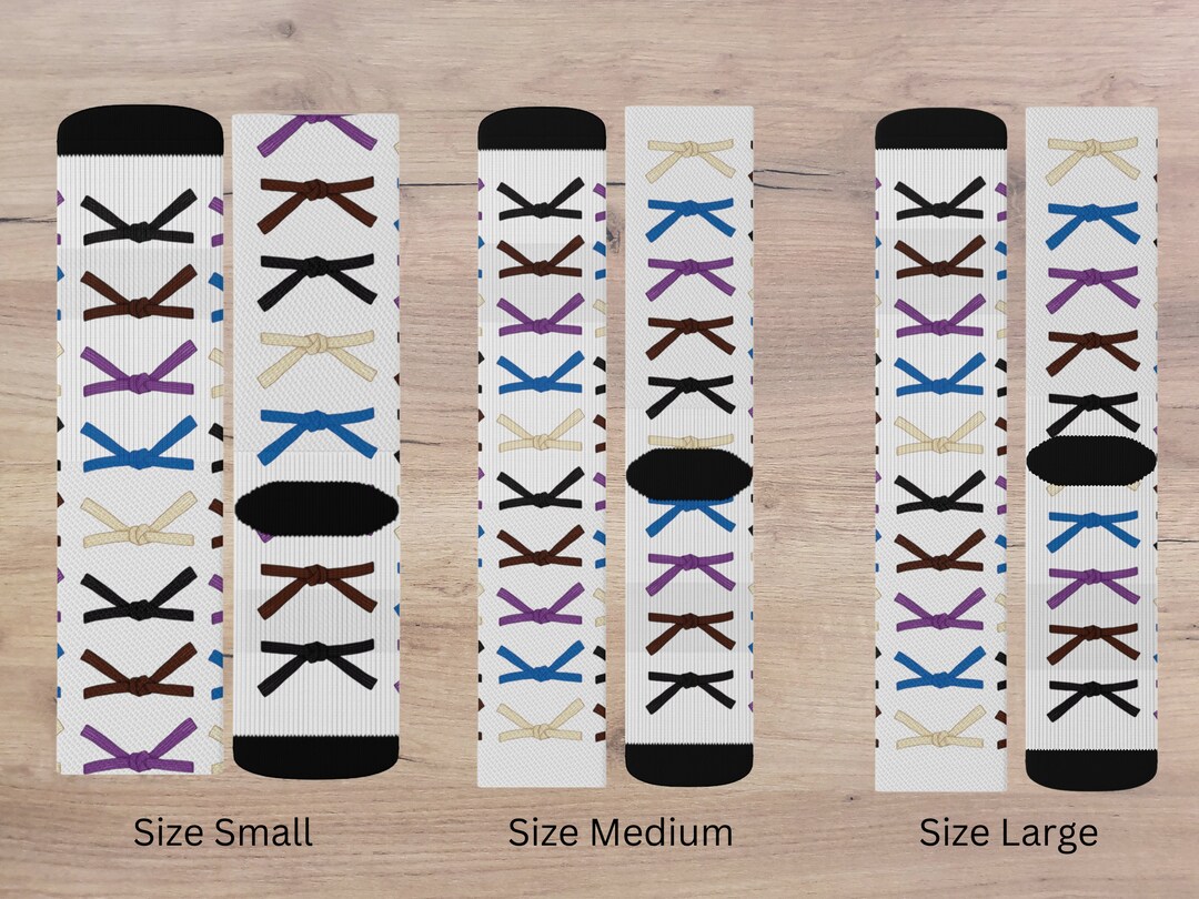 Jiu Jitsu Ranked Belt Pattern Sublimation Socks - All Belt Colors From ...