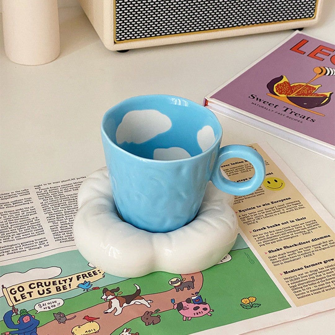 Cute Sky Cup & Cloud Saucer Pastel Blue Mug, Home Decor, Popular ...