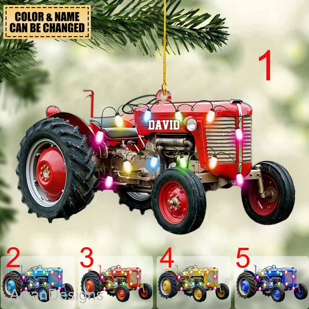 Personalized Tractor Christmas Ornament, Tractor Christmas Flat ...