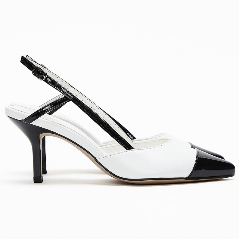 Two Tone Slingback High Heel Pumps Womens Handmade Leather Shoes 3