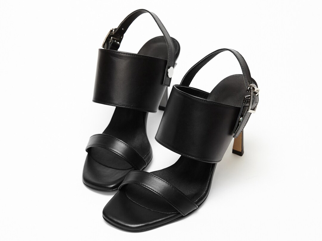 Belted Ankle Strap High Heel Sandals, Women's Handmade Leather Shoes ...