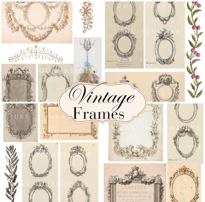 Antique Frames Junk Journal Digital Kit, Vintage Frames Printable ...