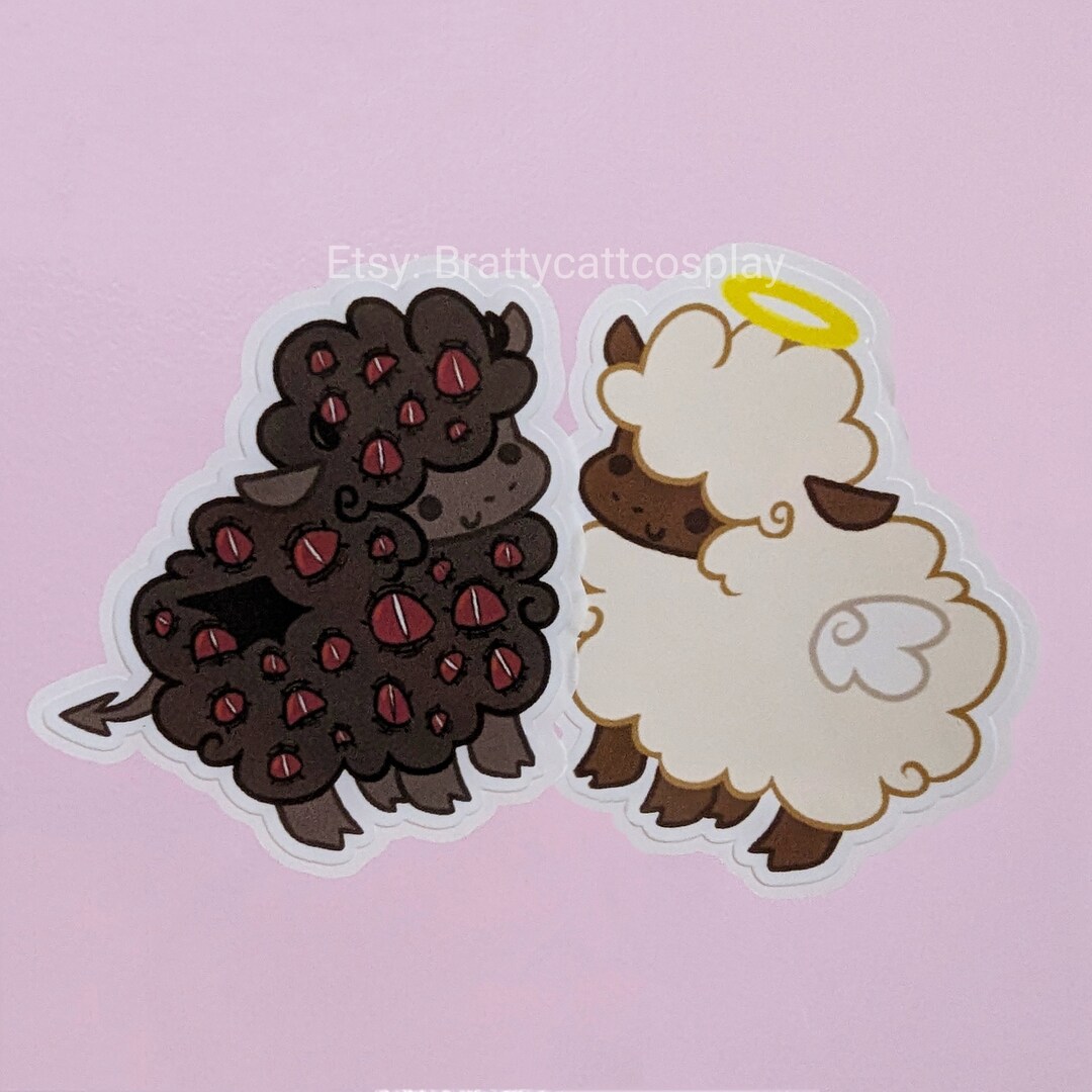 Angel and Demon Lamb Sticker Waterproof Glossy Vinyl Gift - Etsy