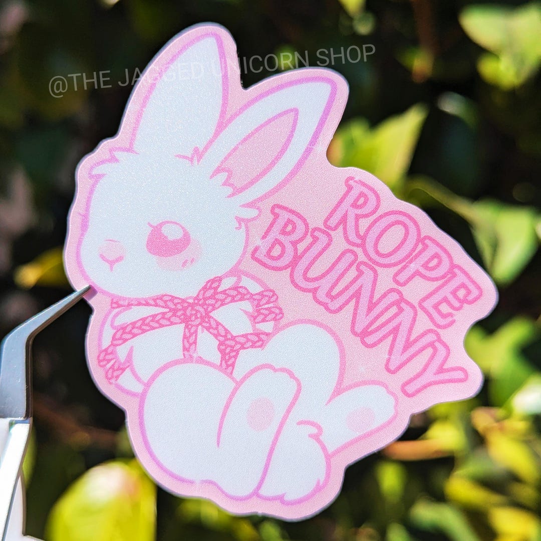 Rope Bunny Sticker, Rabbit, Waterproof, Matte, Vinyl, Gift, Cute ...