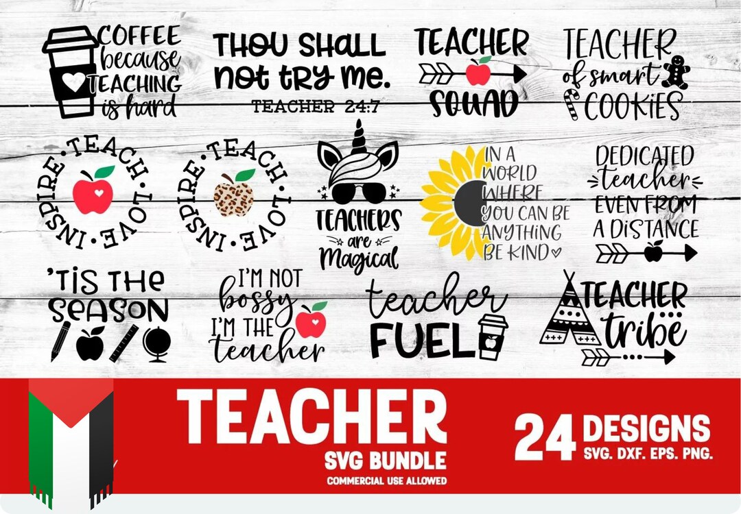 Teacher Bundle Svg, DXF, PNG, EPS, Teacher's Treasure Trove, Teaching ...