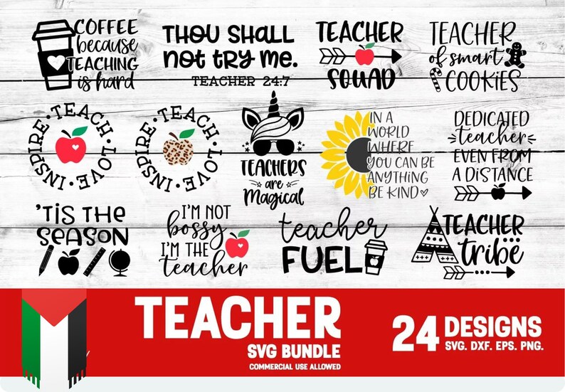 Teacher Bundle Svg, DXF, PNG, EPS, Teacher's Treasure Trove, Teaching ...