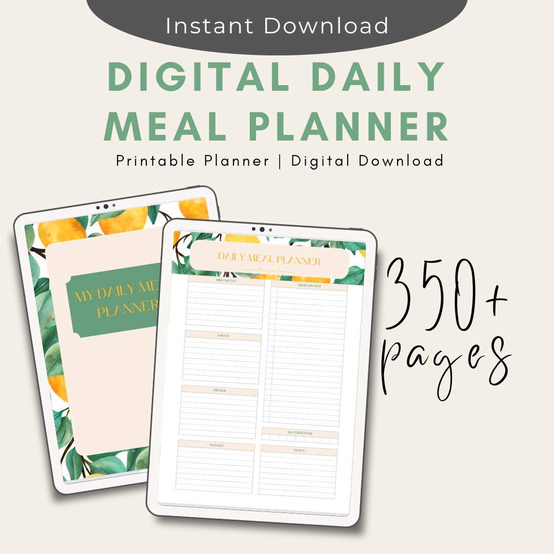 Meal Planner Printable, Digital Food Diary, Meal Tracker, Food Journal ...