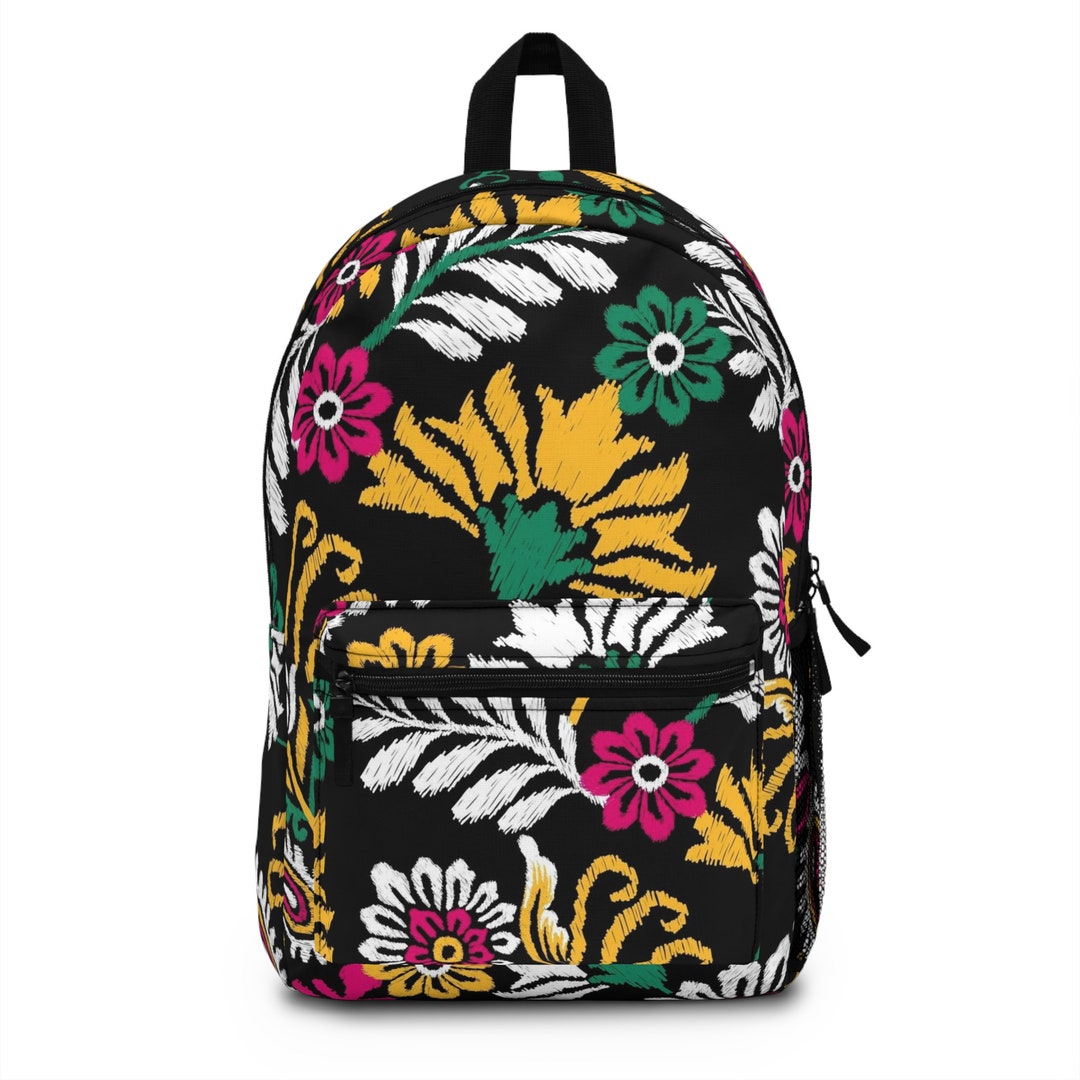 Backpack Ikat Floral Ikat Floral Paisley Pattern With Pink and - Etsy
