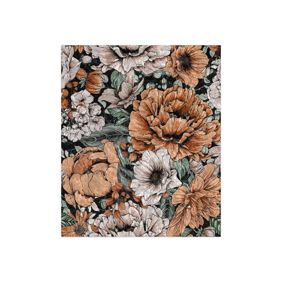 Crushed Velvet Blanket Maximalist Floral Pattern - Etsy