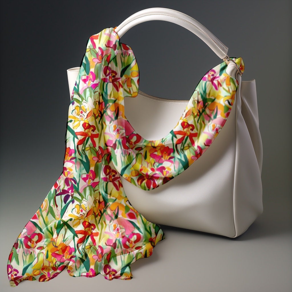Long Colorful Floral Scarf, Spring 2024 Floral Scarf, Rectangular Scarf ...