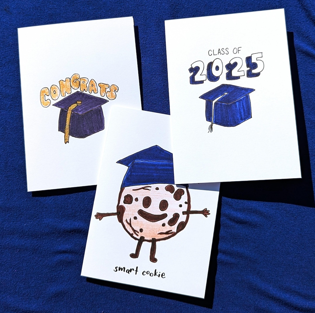 Navy Blue Graduation Cards (3pk), Smart Cookie, Class of 2025, and ...