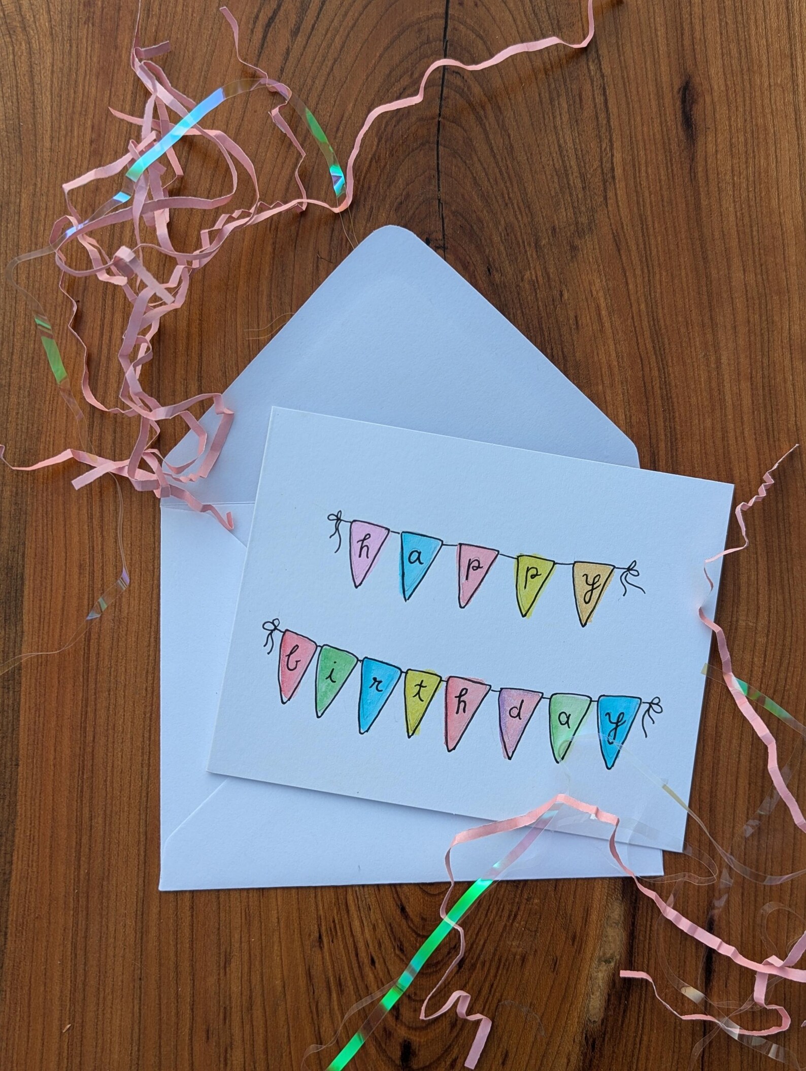 Happy Birthday Banner Hand-painted Card - Etsy