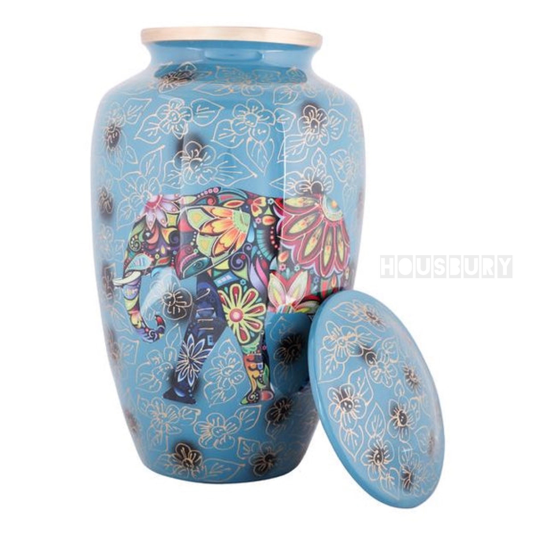 Elephant Funeral Cremation Urn Hand Painted Made in Aluminum Large ...