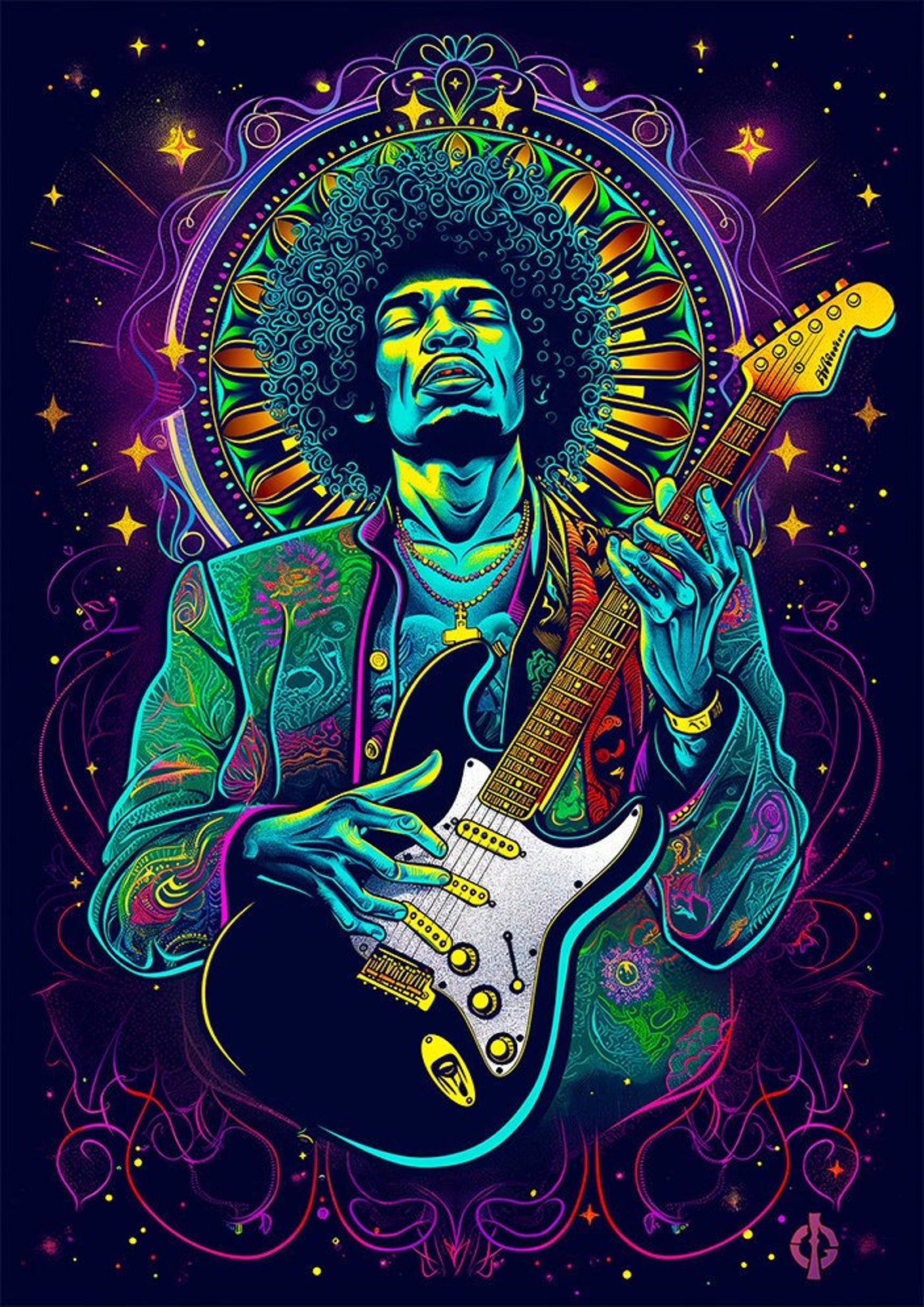 Jimi Hendrix Holy Music Shop Poster - Etsy