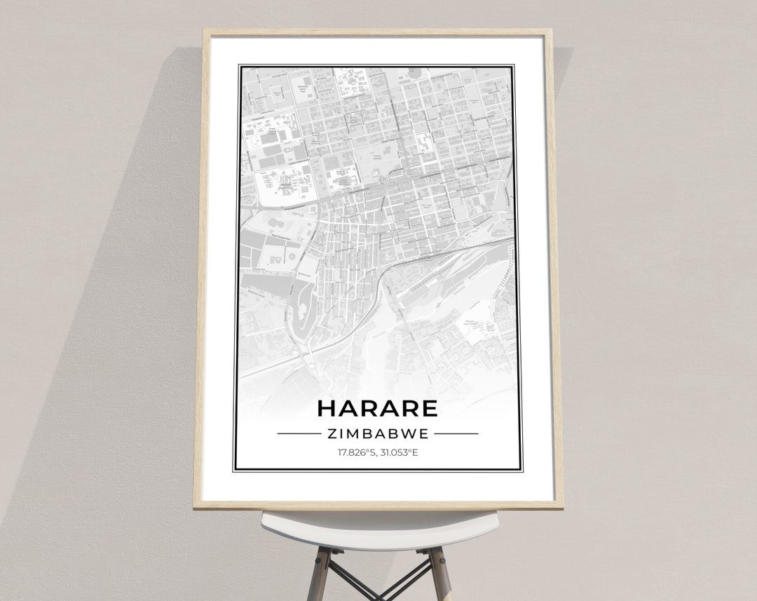 Harare, Zimbabwe Minimalist City Map Digital Download High-resolution ...
