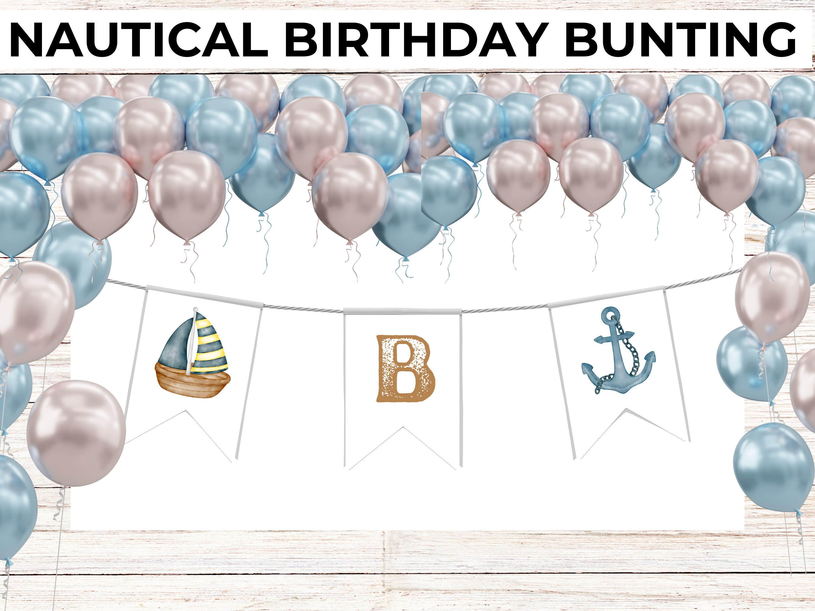 Editable Sailboat Birthday Bunting Gender Neutral Printable - Etsy