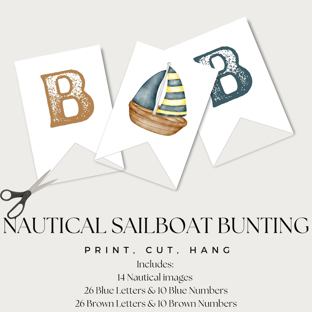 Editable Sailboat Birthday Bunting Gender Neutral Printable - Etsy