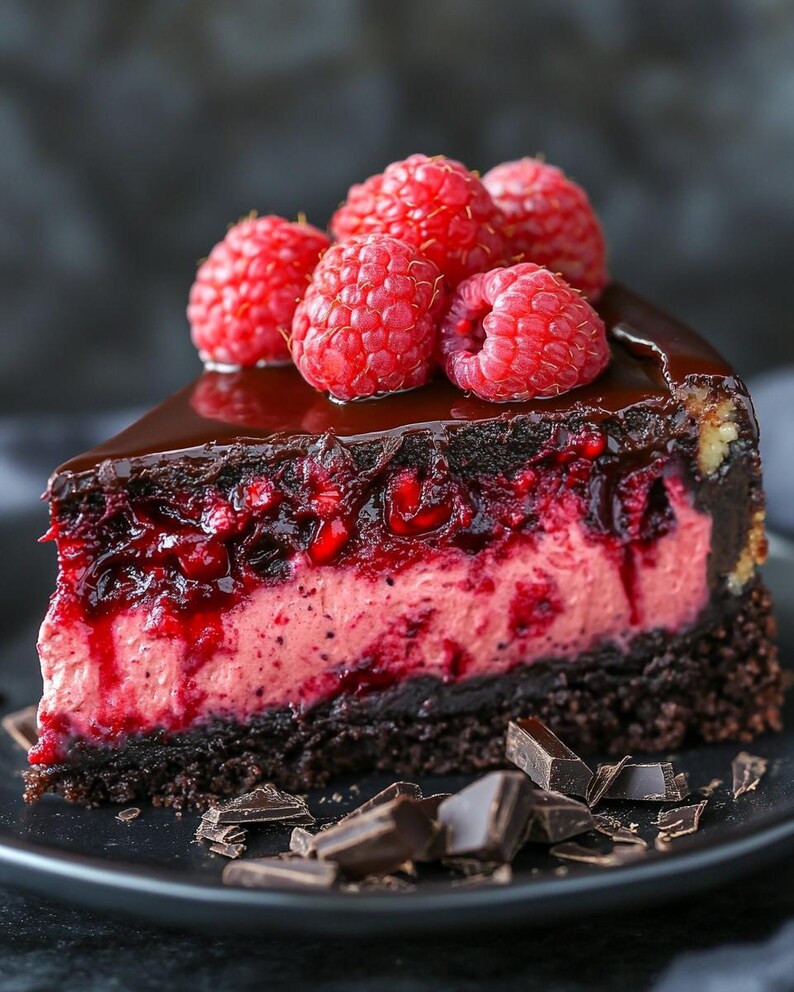 Dark Chocolate Raspberry Ripple Cheesecake Recipe | Decadent Dessert ...