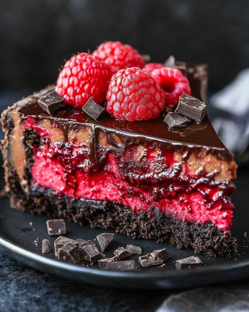 Dark Chocolate Raspberry Ripple Cheesecake Recipe (PDF Digital Download ...