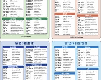 Excel Dictionary 42 Excel Spreadsheets Hotkey Reference Guide for Windows PC or MAC OS Laptop ...