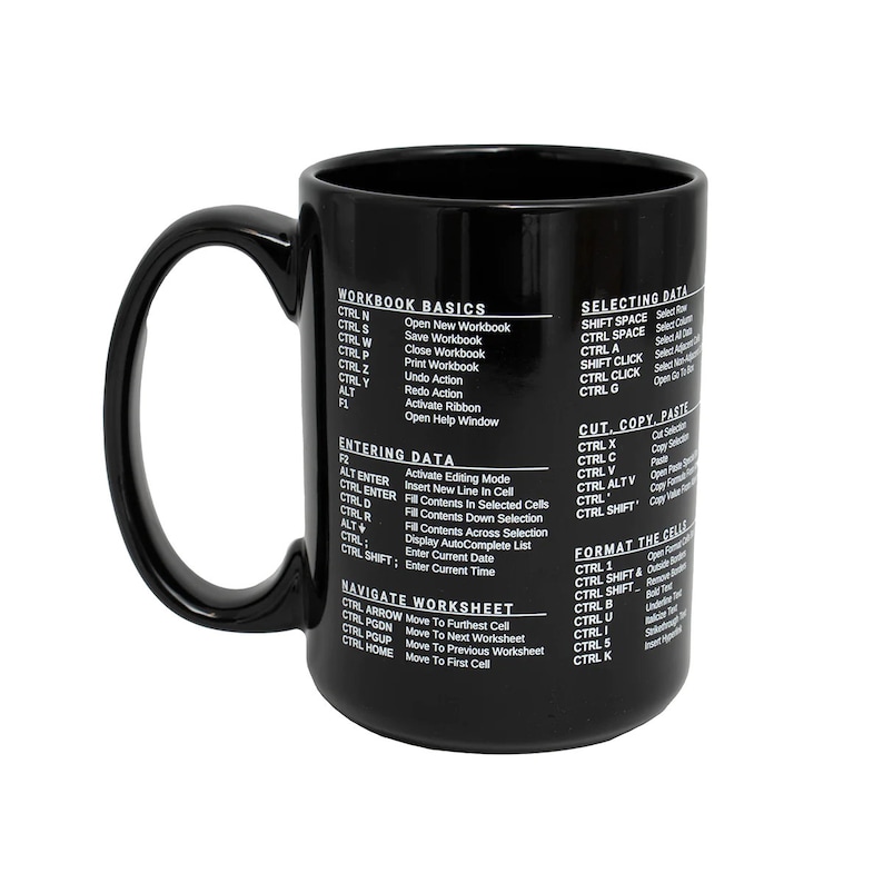 Excel Shortcut Guide Mug - Etsy