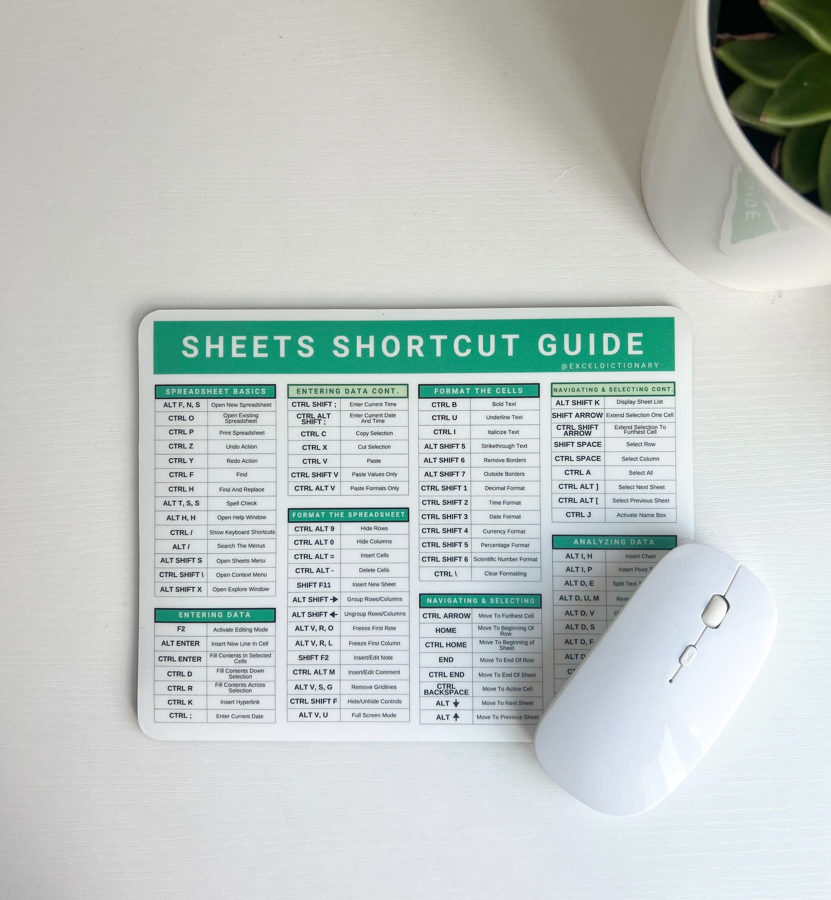 Google Sheets Shortcut Guide Mousepad - Etsy
