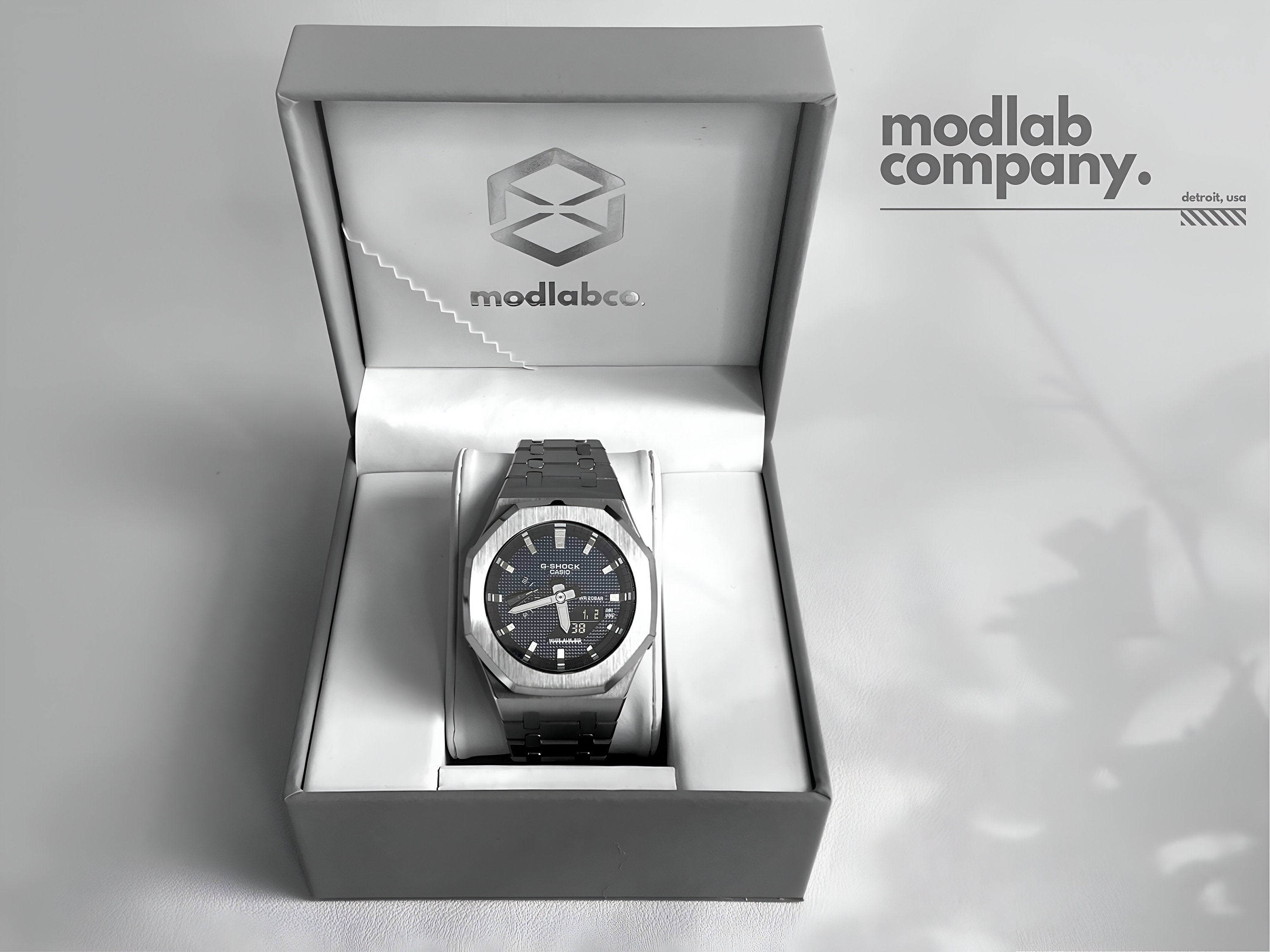 Casioak Customized G-shock Watch by Modlab Company BESPOKE Series Silver/navy Blue 201 - Etsy ...