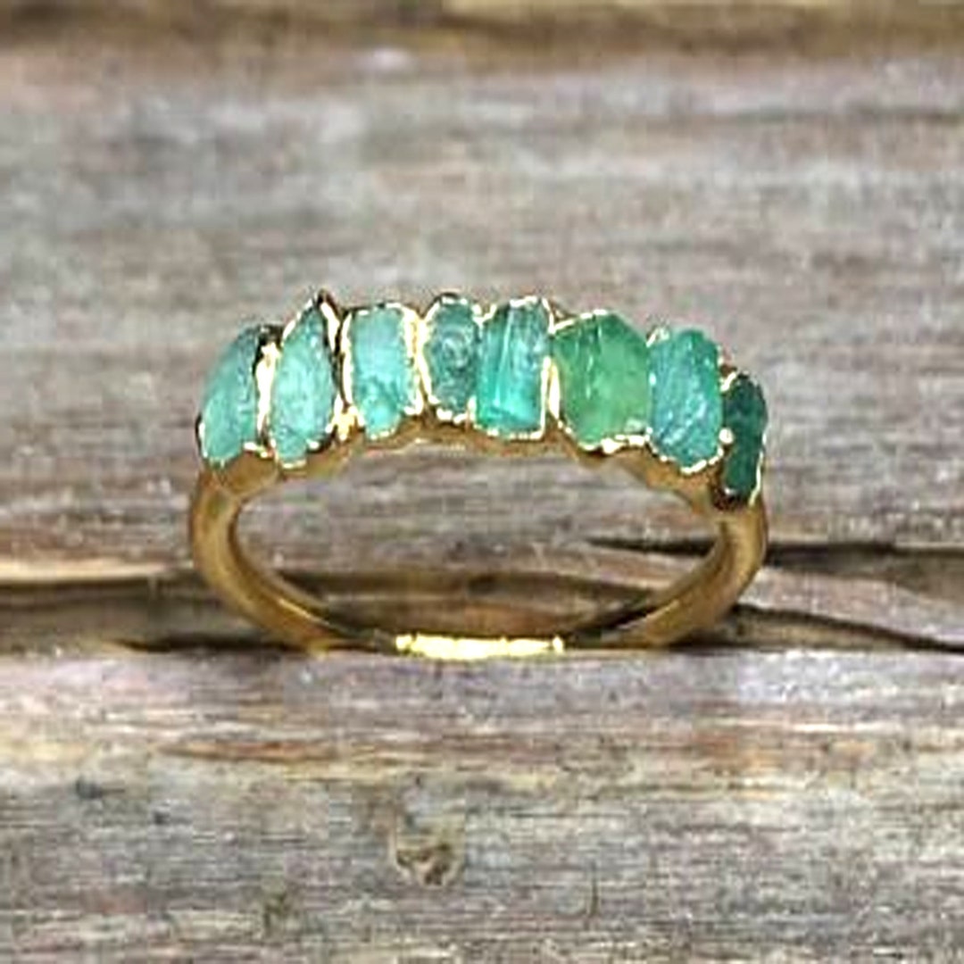 Raw Emerald Ring: 18k Gold Plated Crystal Birthstone Ring - Etsy