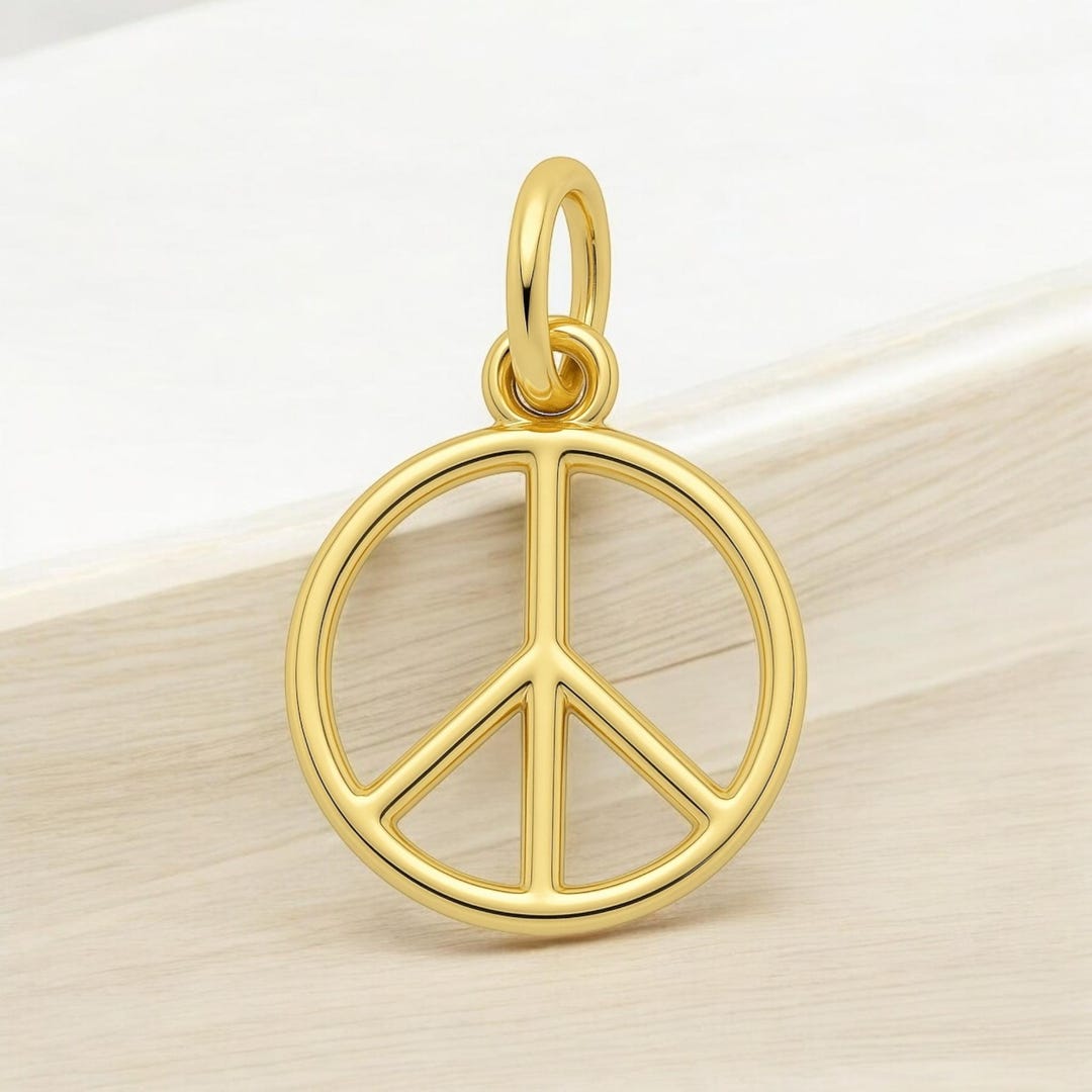 925 Sterling Silver Mini Peace Sign Pendant Necklace | 18K Gold Plated ...