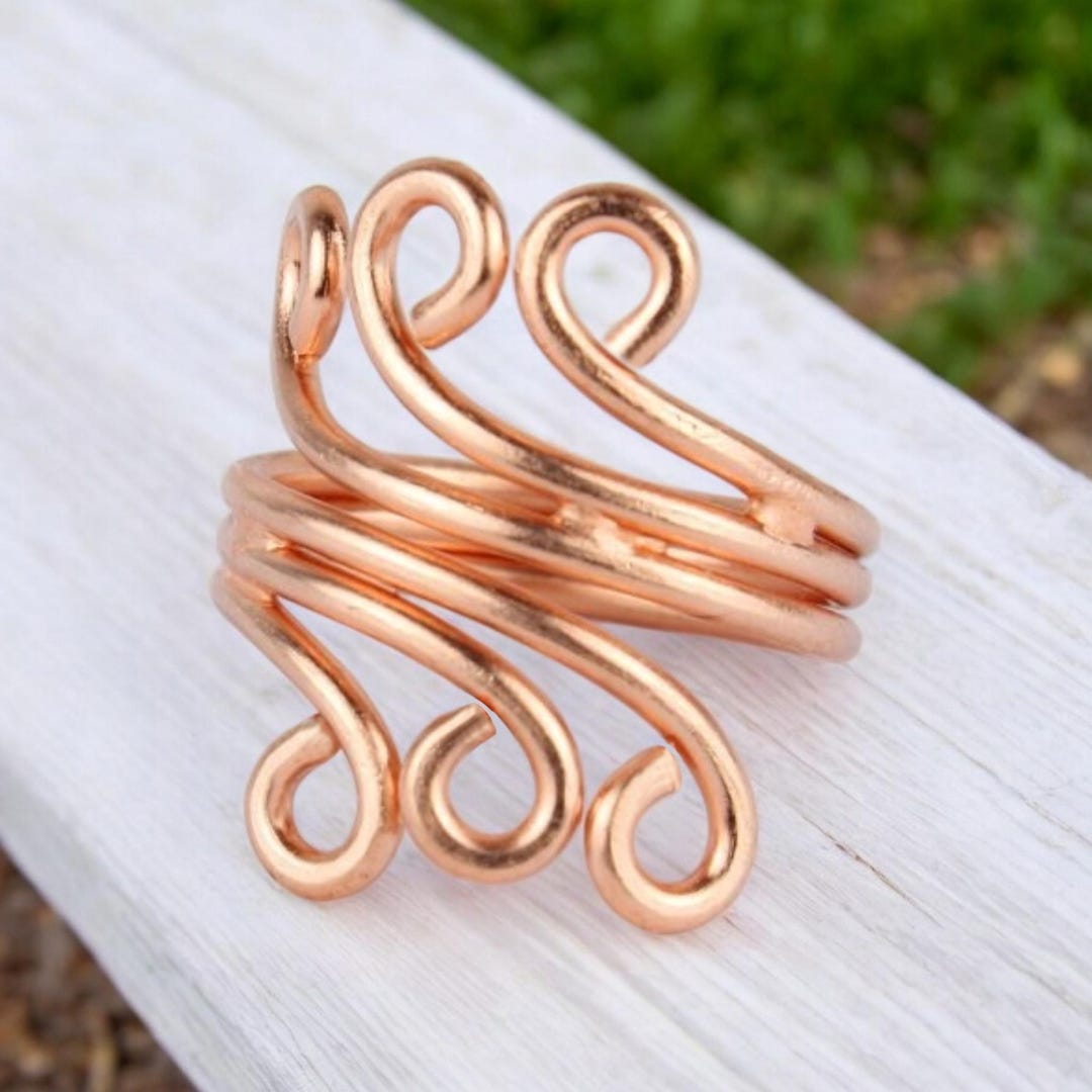 Pure Copper Wrap Ring, Hammered Ring, Copper Band Ring, Copper Wire ...
