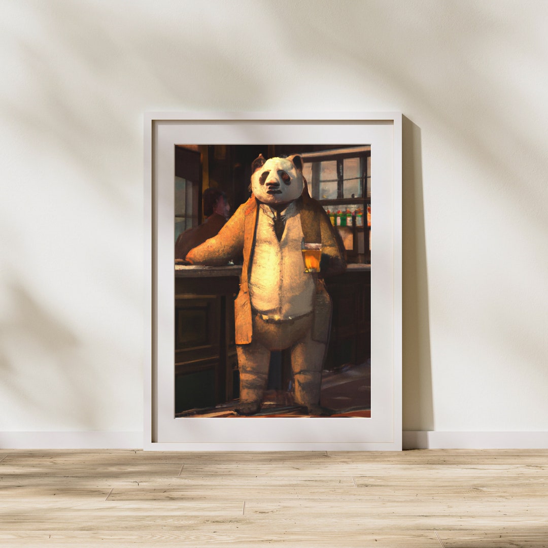 Animal Digital Print - Panda in a Pub - Etsy