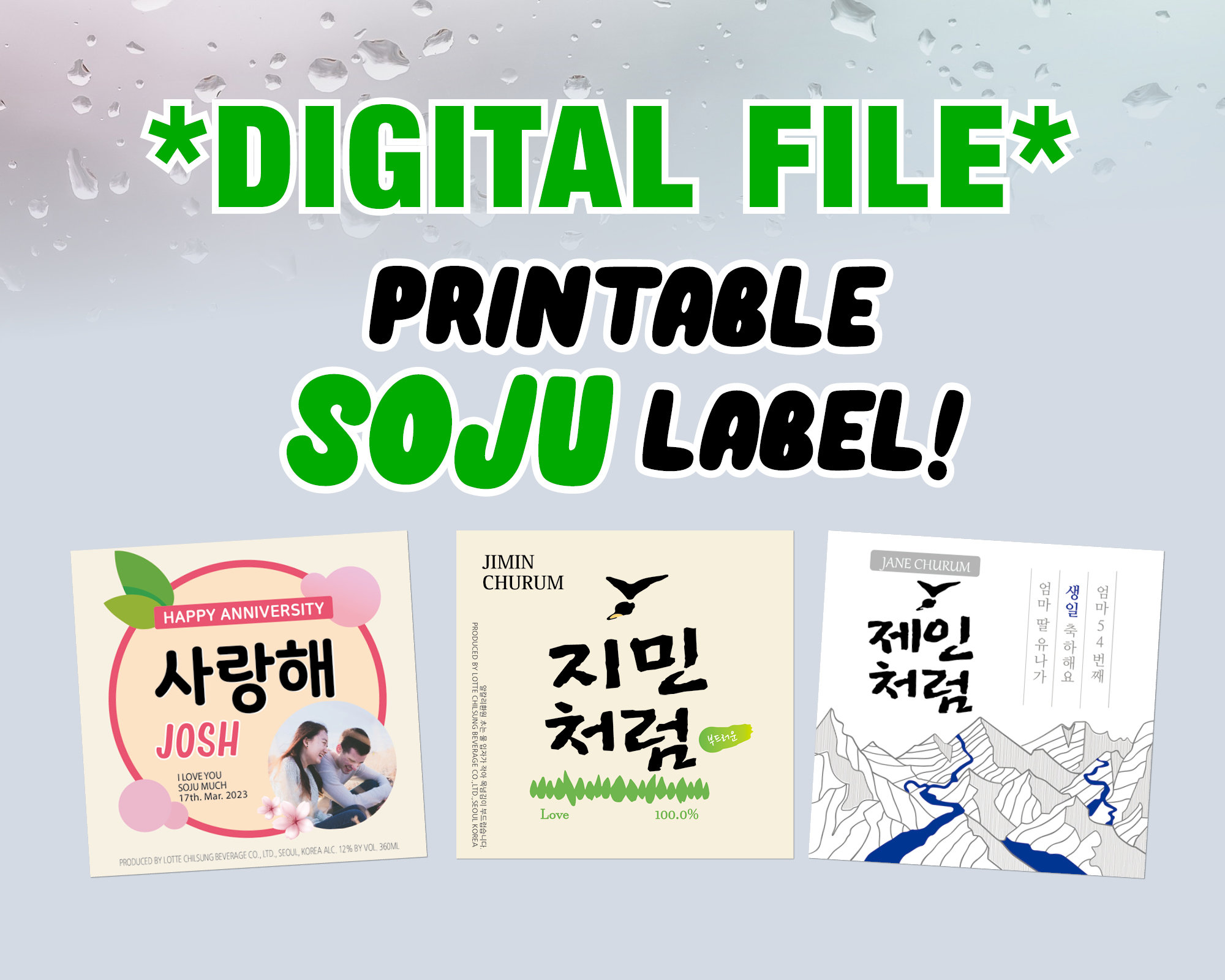 Digital File Personalized Soju Bottle Label Customize Best Friend Gift ...