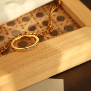 Non Tarnish Gold Band Ring, Waterproof Gold Diamond Band Ring, 18K Gold ...