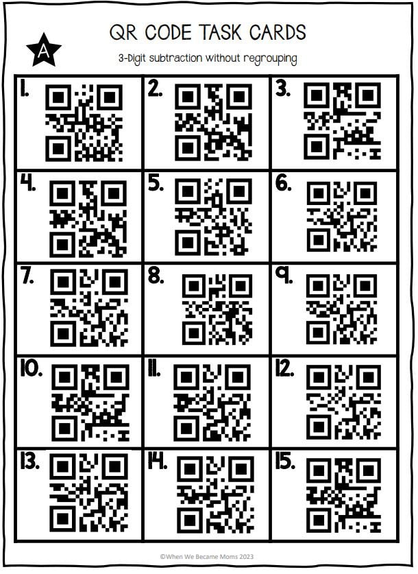 3-digit Subtraction With and Without Regrouping QR Code Task Cards ...
