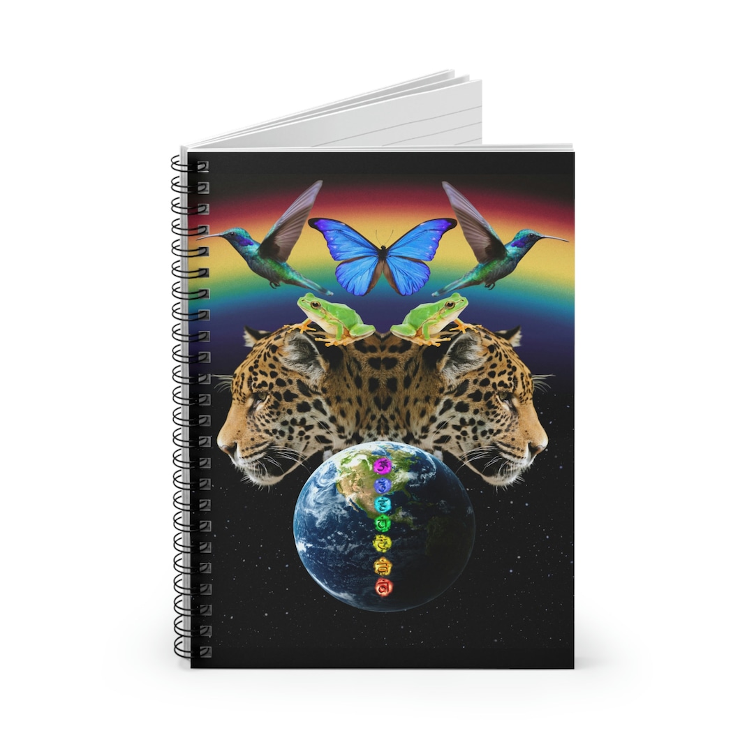 Rainbow Chakras Shamanic Jaguar Mother Nature Art Spiral Notebook Ruled ...