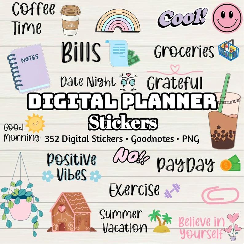 Digital Planner Digital Stickers - 350+ Stickers, Goodnotes File, Pre ...