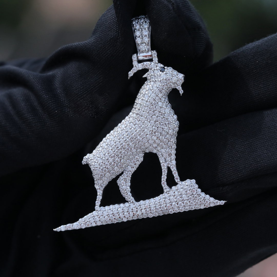 Iced Out Custom Made Goat Pendant With Moissanite / Handmade Hip Hop ...
