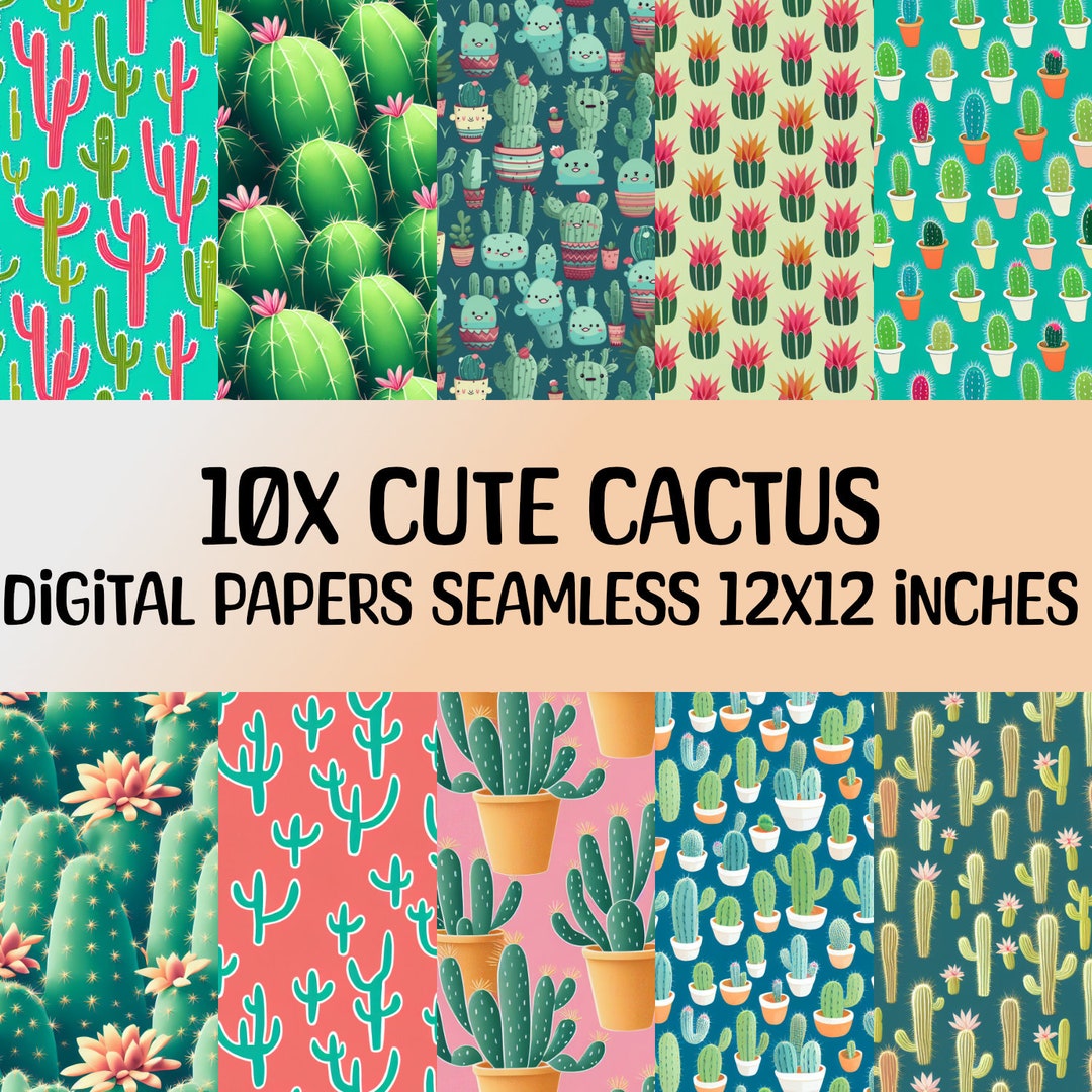 Cute Cactus Craft Paper for Cactus Background Digital Cactus - Etsy