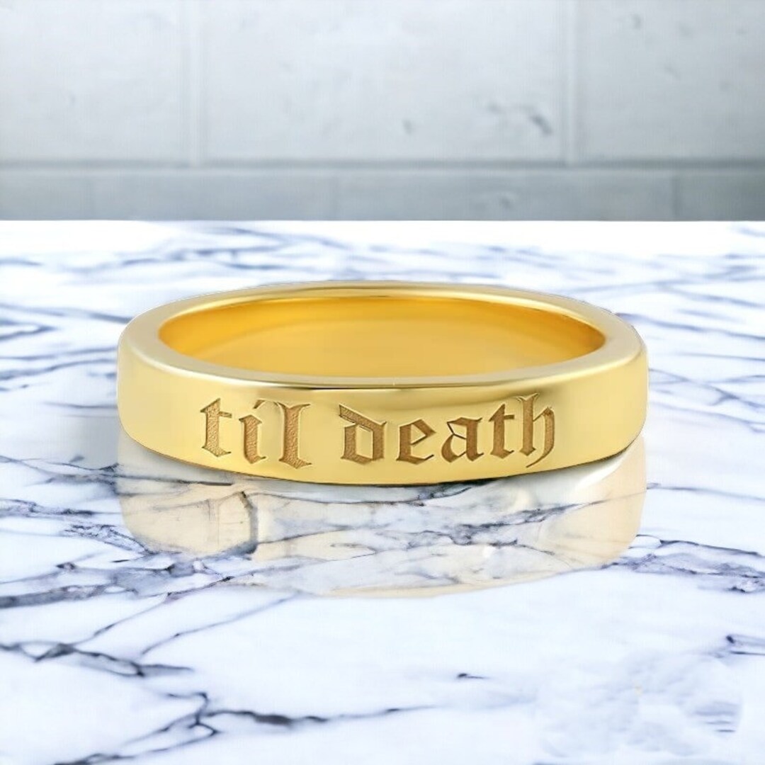4mm Til Death Ring, Yellow Gold Ring, Til Death Band Ring, Personalized ...