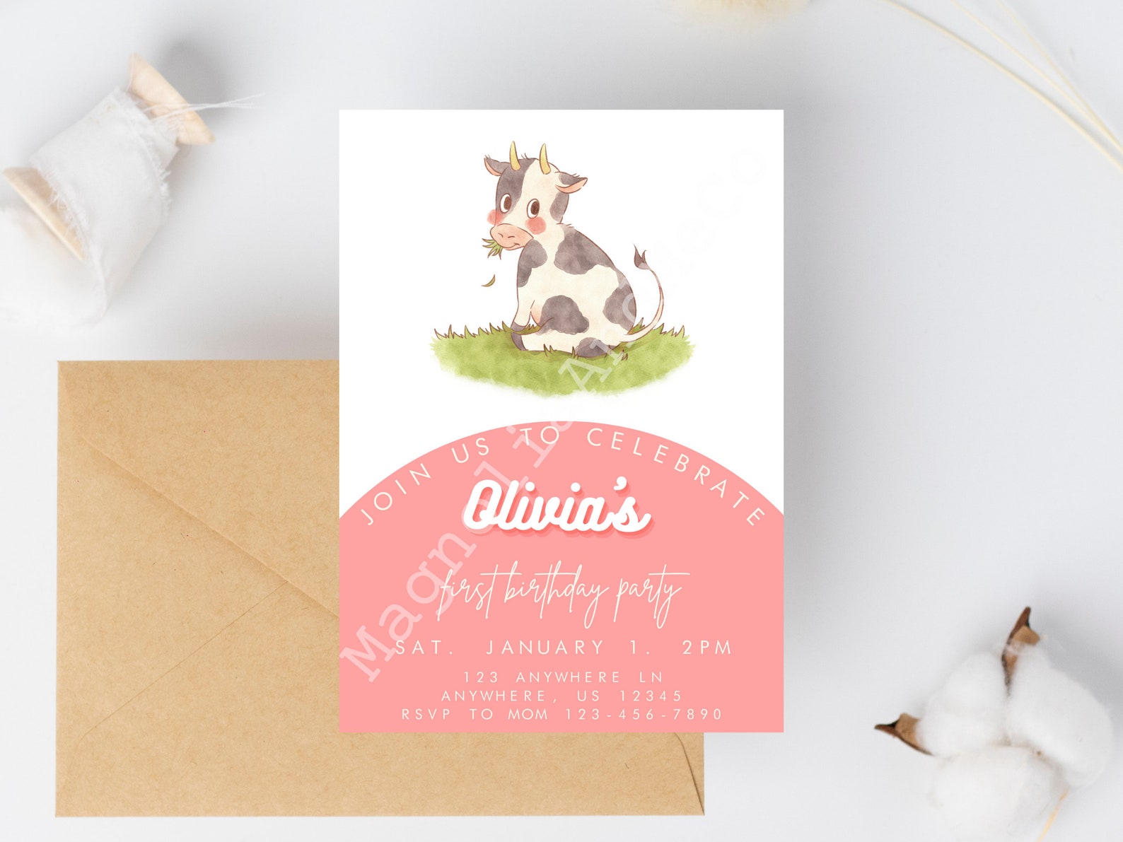 Cow Birthday Invitation - Canva Editable Invitation - Any Age ...